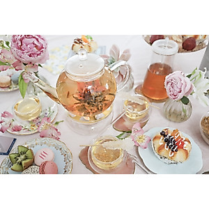 Teabloom Universal Tea Warmer (Large Size - 6 in / 15 cm Diameter) - Handcrafted with Heat Proof & Lead-Free Glass - Tealight Candle Included