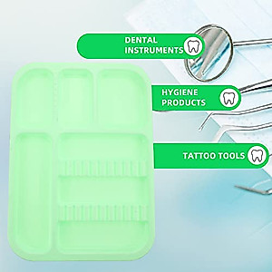 Healifty Instrument Tray Dental Dentist Instrument Tray Autoclavable Tray Plastic Tray Divided Separate Tray Light Green