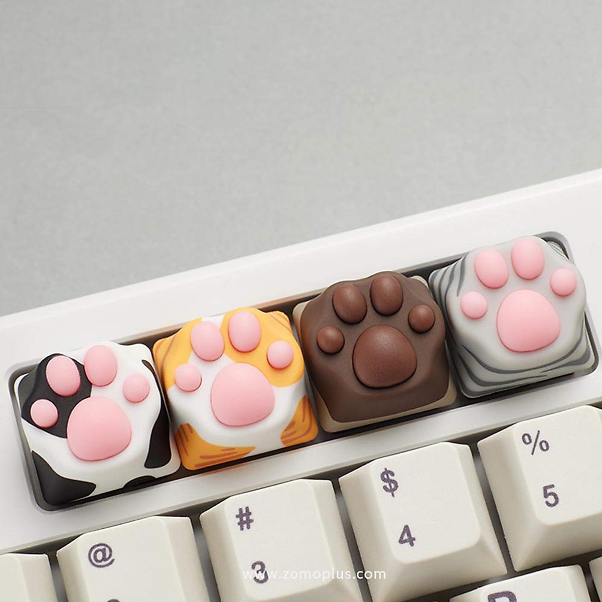 HFSECURITY Colorful Cute Milk Caws Siam Cat Paw Design Keycaps for Cherry Mx Switch Mechanical Gaming Keyboard ABS Soft Silica Gel Key Caps (milkcowcatkeycaps)