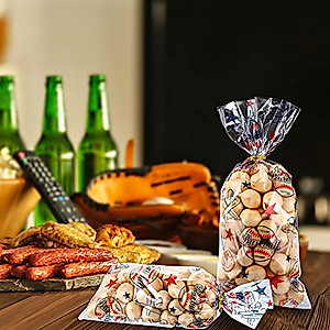 Chuangdi 100 Pack Baseball Party Cello Bags Cellophane Bag for Birthday Party Supplies Favors Party Supply Bags Goody Favor Bags (Star Style)