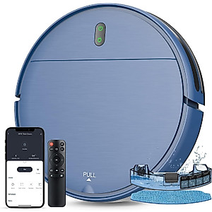 Robot Vacuum and Mop Combo, Robotic Vacuum Cleaner with Alexa/WiFi/App, 2 in 1 Mopping Robot Vacuum with Water Tank and Dustbin, Self-Charging, Slim, Ideal for Low Pile Carpet, Hard Floor, Pet Hair