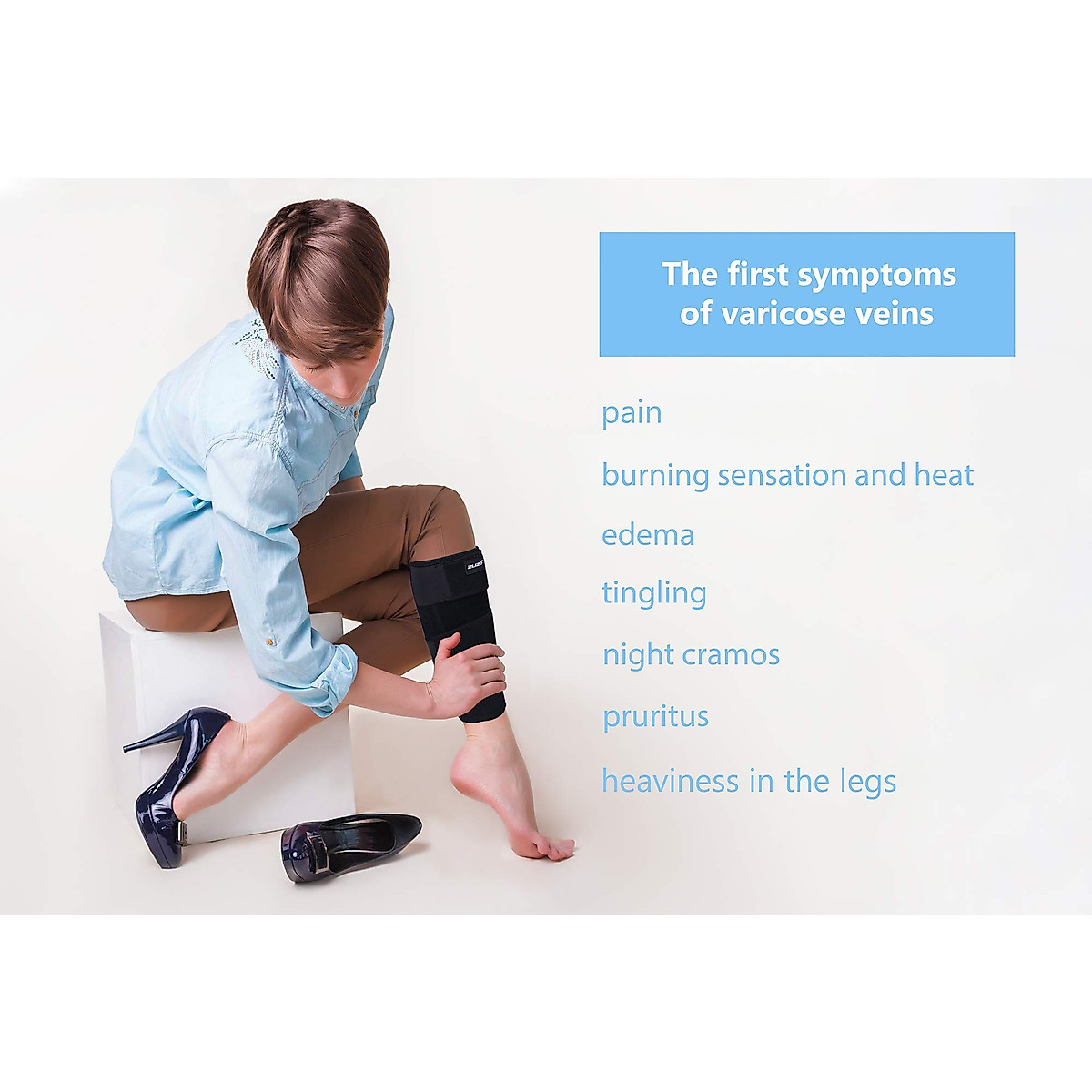 2U2O Calf Brace (Pair) - Adjustable Shin Splint Compression Support for Calf Pain Relief, Recovery, Sprain, Swelling, Tennis Leg, Lower Leg Wrap - Calf Sleeve for Men or Women - Universal Size