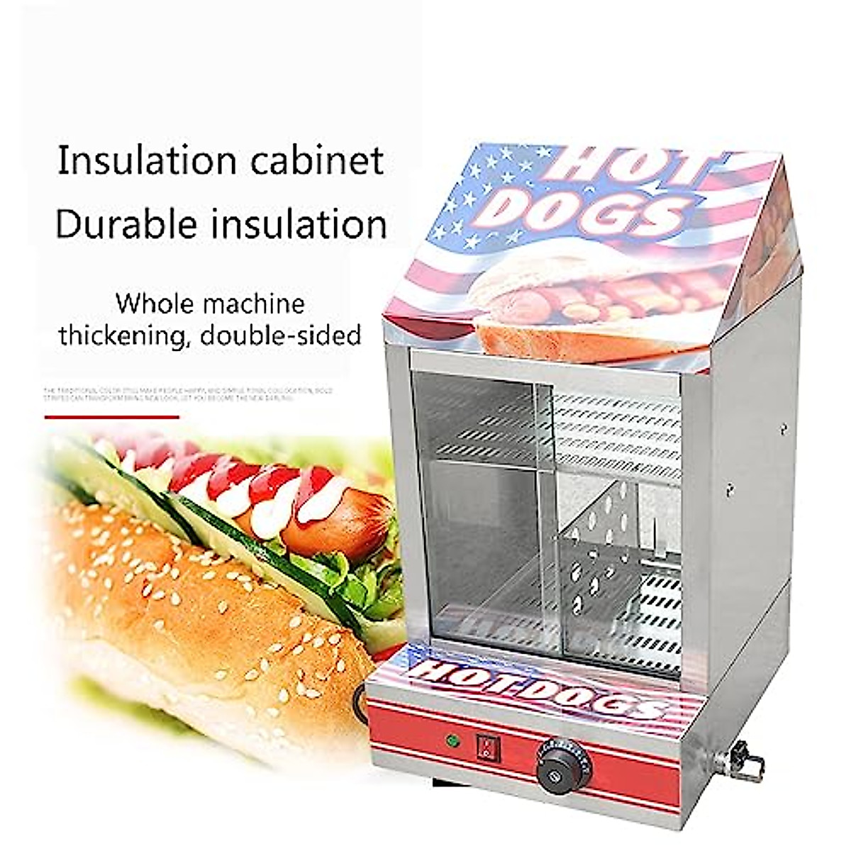 Commercial Food Warmer Display Cases,2-Tier Food Warmer,Heated Cabinet,Pastry Display Case for Pizza Hot Dog Hamburger Bread,etc,110V 1200W Temperature control range 30-110 ℃