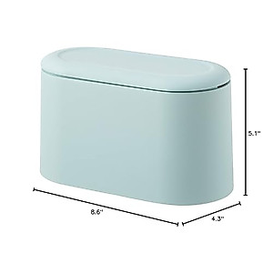 Mini Countertop Wastebasket Press Cartridge Cover Trash Can, Makeup Holder Vanity Bathroom Kitchen Car Desktop Office (Light Blue)