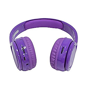 Contixo KB2600 Kids Over The Ear Foldable Bluetooth Headphones Kids Safe 85dB with Volume Limiter, Built-in Microphone, Micro SD Card Slot, FM Stereo Radio, Phone Controls (Purple)