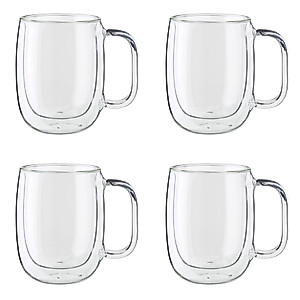 ZWILLING Sorrento Plus 4-pc Double Wall Glass , Insulated Coffee Mug, Clear