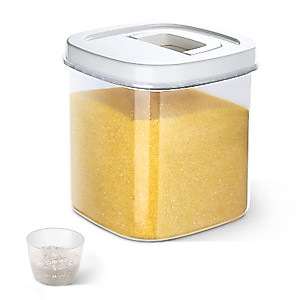 TBMax Airtight Food Storage Container -10 Lbs / 5.3QT Rice Container with Easy Seal Lid & Measuring Cup for Flour, Cereal, Dry Food Storage and Kitchen Pantry Organization