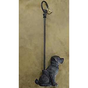 LuLu Decor, Cast Iron Decorative Dog Door Stopper with Rod, Door Stop with Handle (with Rod)