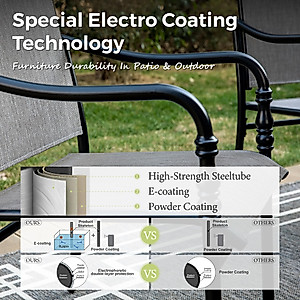 MIXPATIO 7 Pieces Patio Dining Set, Patio Dining Set for 6, 6 x Textilene Dining Chairs, 60" Rectangular Outdoor Dining Table with 1.77" Umbrella Hole, for Lawn Garden Backyard Deck, Grey