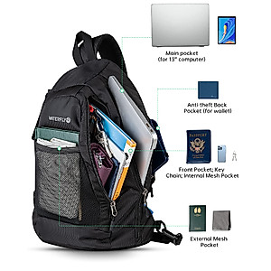 WATERFLY Small Hiking Sling Bag: Lightweight Sports Crossbody Backpack Over Shoulder Daypack Casual Cross Body Chest Side Pack for Man Woman