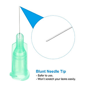 PATIKIL 34Ga x 0.5 Inch Dispensing Needle Tips, 50Pcs Stainless Steel and Plastic Glue Needle Tube Blunt Tips with Luer Lock for Glue Oil Applicator, Light Green