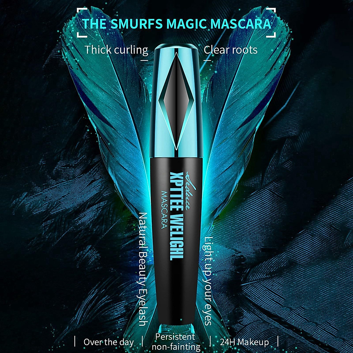 Blue And Black Tube Mascara 4d Non Clumping Thick Curling Long And Long Lasting Makeup 3d Fiber Mascara (C9-Dark Blue, One Size)