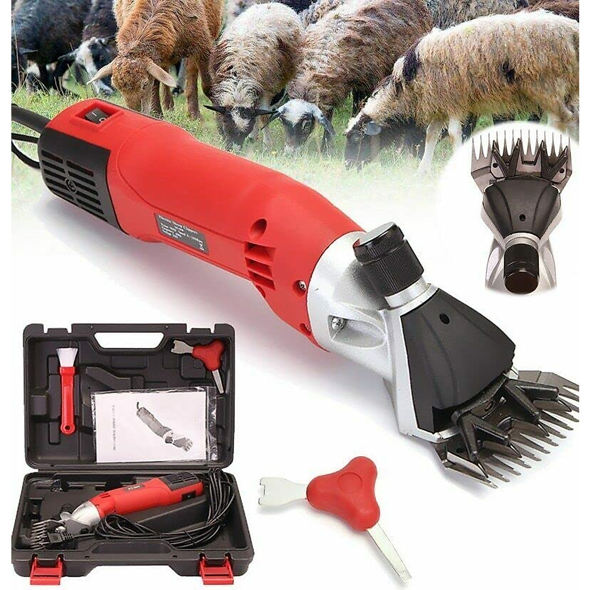 cjc Sheep Shears, 220V Electric Sheep Goat Shear Farm Clipper Shearing Machine Cutter Wool Scissor (220V 500W)