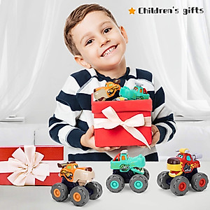 nicknack Baby Monster Trucks Toy for 1 2 3 Year Olds - Pull Back Cars Push and Go Friction Powered Toy Cars for Boys Trucks for Toddler Car Toy Vehicles