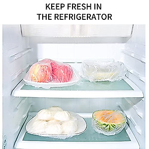 Homelove Fresh Keeping Bags, 200pcs Food Covers, Reusable Elastic Food Storage Covers, Plastic Sealing Elastic Stretch Adjustable Bowl Lids, Universal Kitchen Wrap Seal Bags for Cover Food