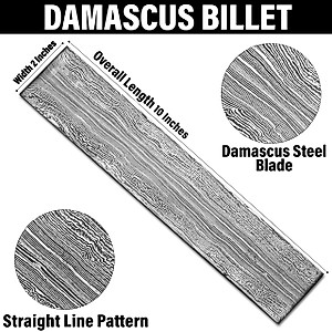 Handmade billet damascus steel billet Custom Hand Forged Damascus Steel Straight Line Billet for Knife Making