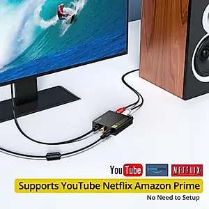 PROZOR DAC Converter 192Khz Digital to Analog Audio Decoder with Volume Control Support 5.1CH DTS Dolly-AC3 Coaxial SPDIF Toslink Optical to RCA Adapter for HDTV Blu-ray DVD PS3 Home Cinema System