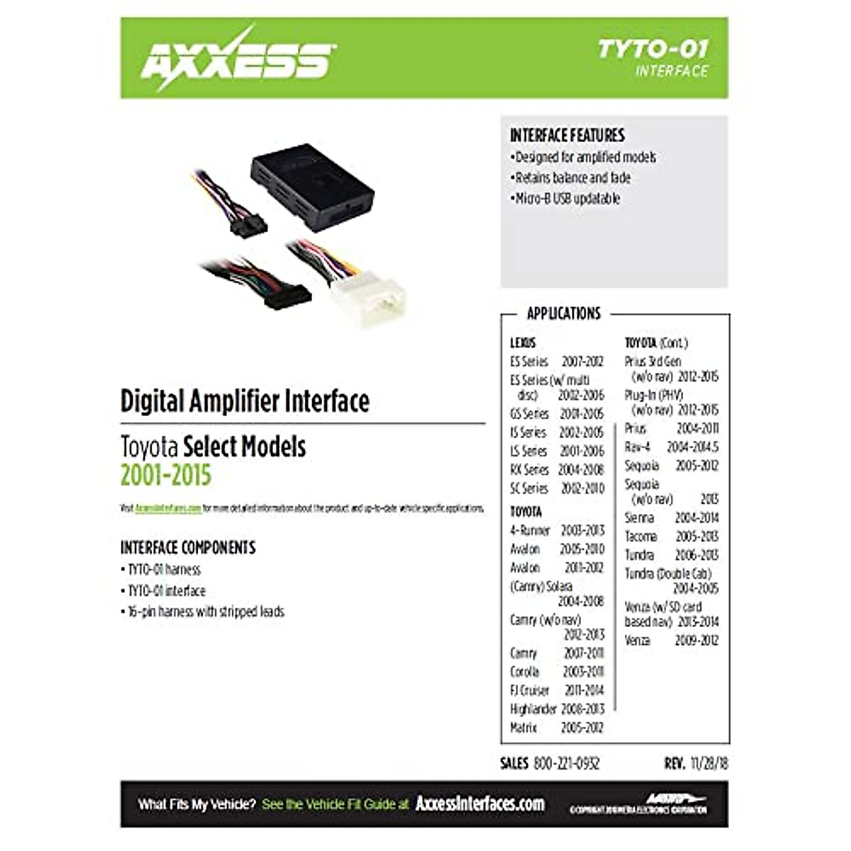 AXXESS Metra TYTO-01 JBL Amplifier Interface Harness, BLACK