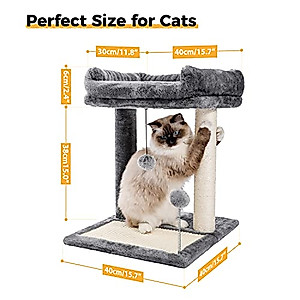PAWZ Road Cat Scratching Post Bed, Featuring with Soft Perch Sisal-Covered Scratch Posts and Pads with Play Ball Great for Kittens and Cats