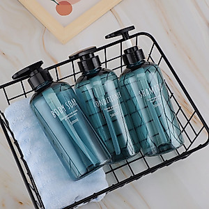 Segbeauty Shampoo Bottles with Pump, 16oz Empty Refillable Shower Bottle, 3 Pack 500ml Plastic Reusable Squeeze Lotion Dispenser for Shampoo and Conditioner Body Wash Liquid Soap Gel Bathroom Hotel