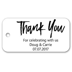 Thank You Personalized Custom Party Wedding Favor Gift Bag Tags - 3" x 1.5" - 30ct
