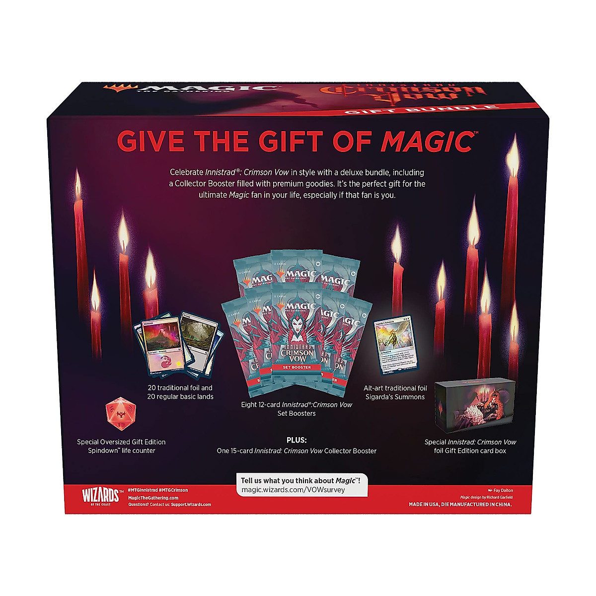 Magic: The Gathering Innistrad: Crimson Vow Gift Bundle | 8 Set Boosters | 1 Collector Booster | Accessories