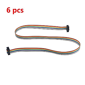 Antrader 60CM 10Pin USB ASP ISP JTAG AVR Wire 10P IDC 1.27mm Pitch Rainbow Flat Ribbon Data Cable Download Wire 2.54mm FC Dual Row Female to Female Sockets 6 Pieces