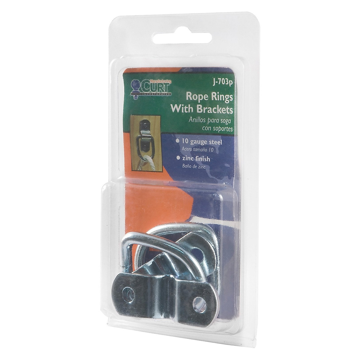 CURT 83731 1 x 1-1/4-Inch Surface-Mounted Trailer D-Ring Tie Down Anchors, 1,200 lbs Capacity, 2-Pack