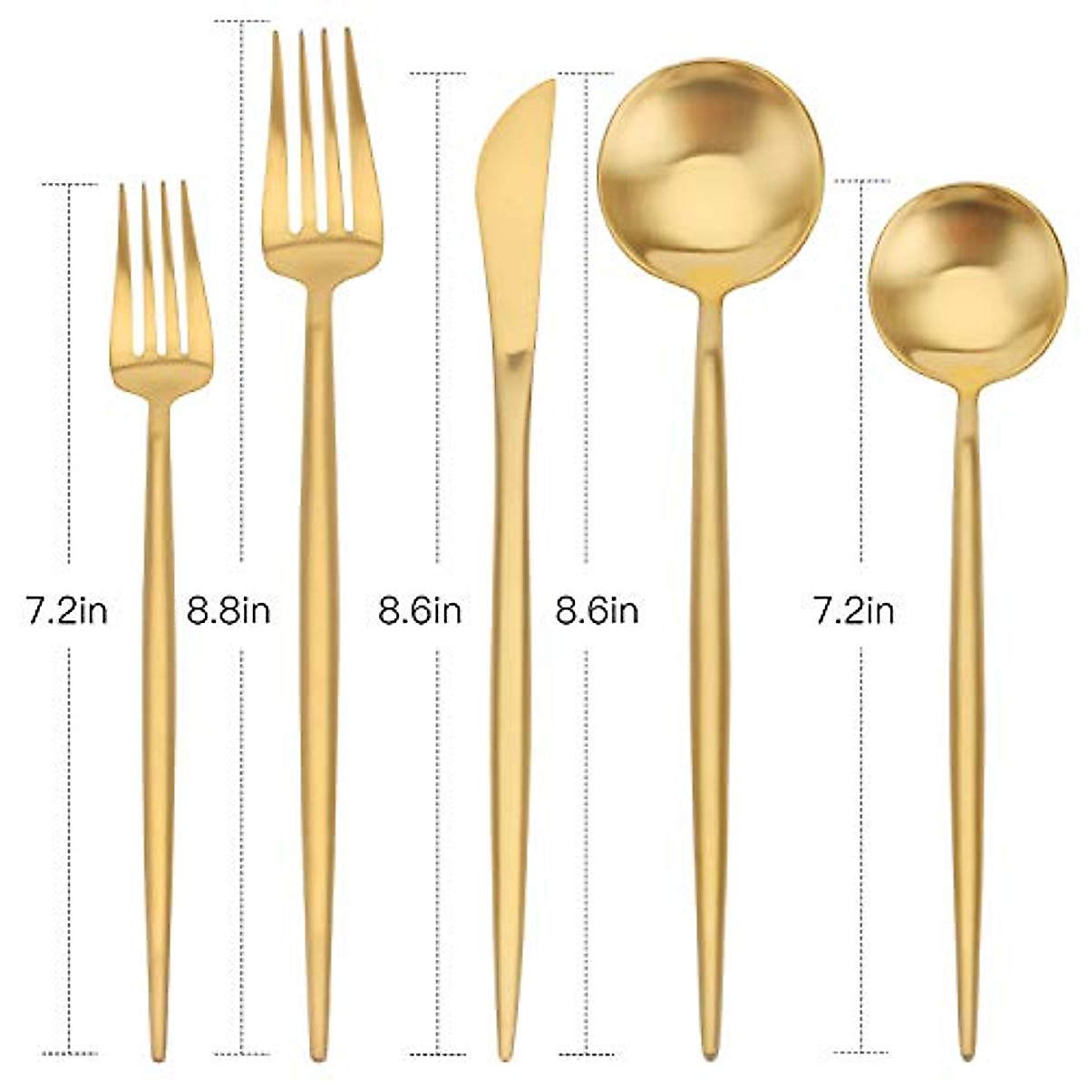 Matte Gold Silverware Set, sharecook 20-Piece Stainless Steel Satin Finish Flatware Set Service for 4, Kitchen Utensil Set, Tableware Cutlery Set for Home and Restaurant