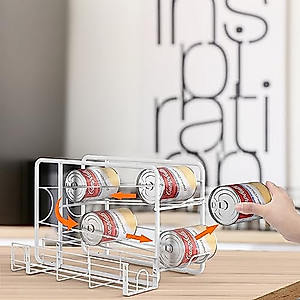 2 Pack - MOOACE Can Dispenser with Side Rack, Stackable Can Storage Organizer Holder for Canned food Kitchen Cabinet Pantry Countertop, White
