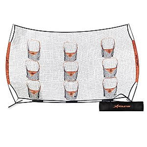 Football Throwing Net | Portable Football Gear | Quarterback Throwing Practice Net | Improve Passing Accuracy | 12ft x 8ft with 9 Pockets [Carry Bag Included]
