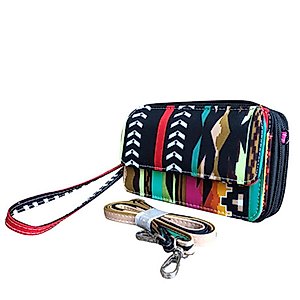 NGIL Canvas All in One Wallet, Wallet, Women Wallet, Wristlet Wallet, Zippered Wallet for Women (Desert Serape-Black)