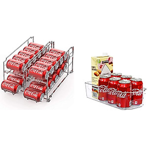 SimpleHouseware Stackable Beverage Can Dispenser + Kitchen Organizer Bin