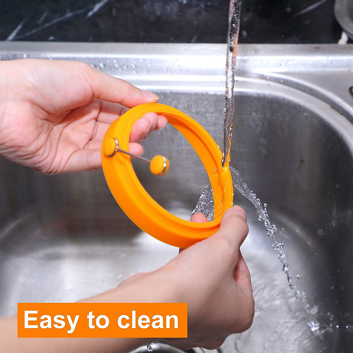 8 Packs Silicone Egg Rings, 4 Inch Food Grade Egg Cooking Rings, Non Stick Fried Egg Ring Mold, Pancake Breakfast Sandwiches, with 2 Silicone Brushes