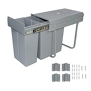 tonchean Pull Out Trash Can Under Cabinet 20 Quart + 10 Quart Under Sink Trash Can Double Sliding Trash Can Kitchen Pull Out Recycling Bin Waste Container for Garbage Classification