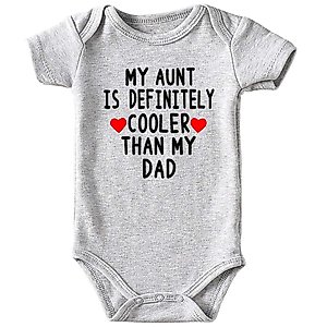 Acwssit Aunt Cool Than Dad Baby Boy Clothes Unisex Funny Baby Girl Baby Bodysuit gray 0-3 months