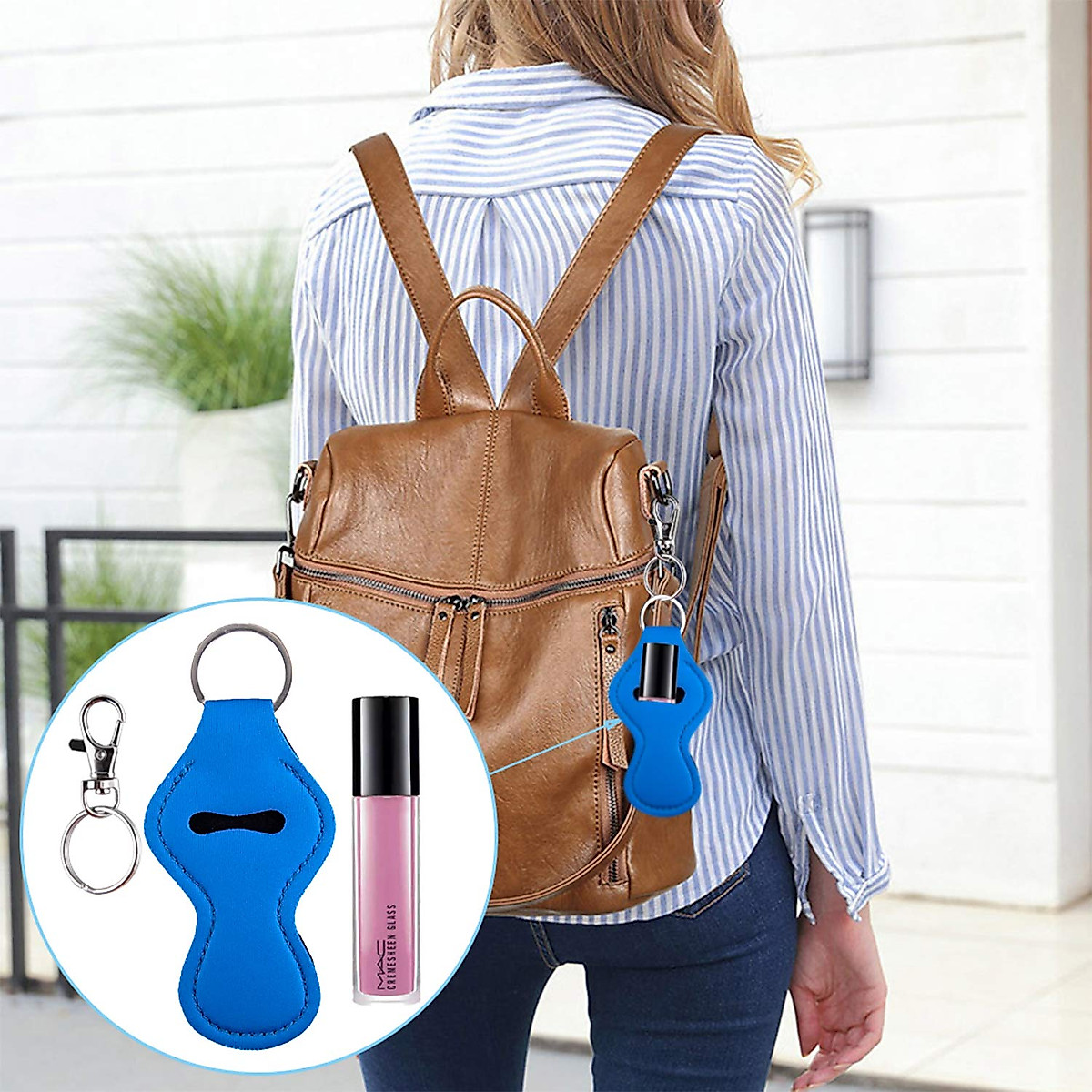 Duufin 24 Pcs Colorful Chapstick Holder Keychains