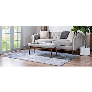 Rugs.com Oregon Collection Rug – 5' x 8' Blue Low-Pile Rug Perfect for Living Rooms, Large Dining Rooms, Open Floorplans