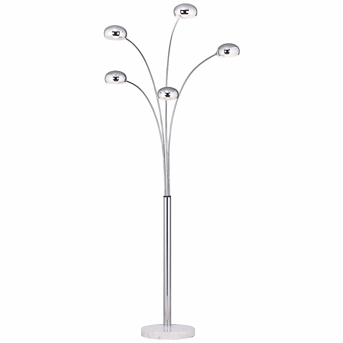 Possini Euro Design Infini Modern Mid Century Arched Floor Lamp Standing 5-Light 78" Tall Chrome Silver Metal Marble Base Swivel Dome Shade Decor for Living Room Reading House Family Bedroom Home