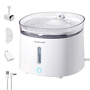 Silent Cat Water Fountain, HomeRunPet Pet Fountain with Wireless-Pump, Small-Dog Water Dispenser, Dual Mode, Quick Assembly & Easy-Clean, Filters Included, 68 oz/2L