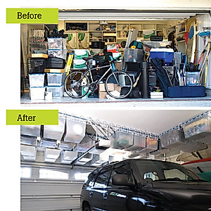 Prime-Line KD 16090 Overhead Storage Rack System, 30 In. Long Tracks, Steel Construction, White (Single Pack)