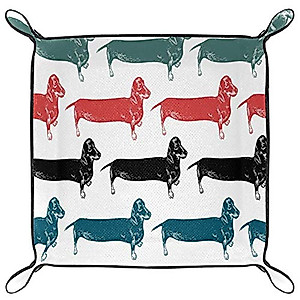 Mapotofux Dachshunds Long Dogs Black, Red Blue Green Pattern Vanity Tray, Toilet Tank Storage Tray, Resin Bathtub Tray Bathroom Tray, Vanity Organizer for Tissues, Candles, Soap, Towel
