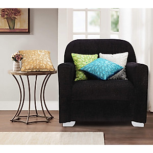 Gold Pillow Cover, Gold Decorative Pillow Cover 16x16 Inch, Gold Throw Pillow Cover, Hand Beaded Cushion Cover - Beautiful Elegant Accessory to Dress Up Couch Sofa & Bed - Cover Only - 1 Pack