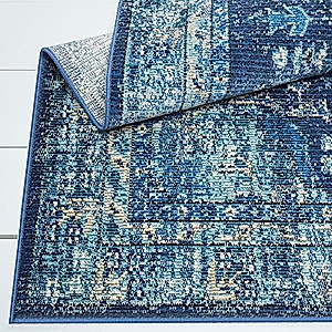 Home Dynamix Nicole Miller Patio Starlight Willow Indoor/Outdoor Area Rug 7'9"x10'2", Traditional Medallion Navy Blue/Tan