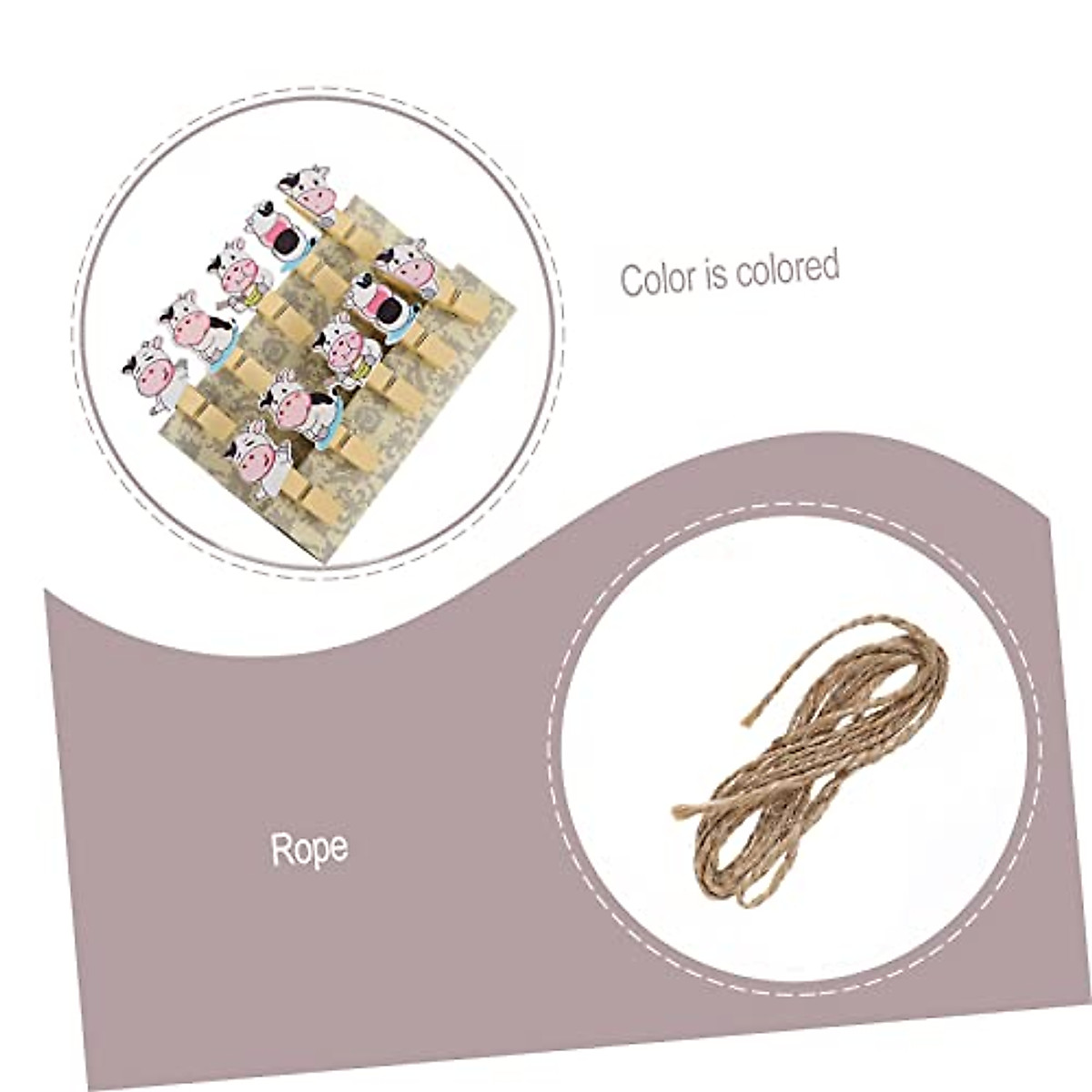 COLLBATH 5 Packs Clothesline of Cartoon Wood Craft Cards Pegs Clips for Holders Hanging Clothespins Memos Cow DIY Rope Wooden Clothespin Travel Pins Kitchen Pin Picture Art