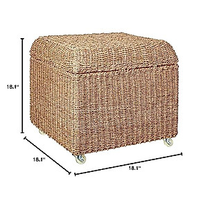 Household Essentials Rolling Seagrass Wicker Storage Seat