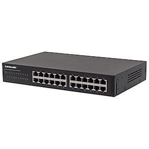 Intellinet 24 Port Gigabit Ethernet Switch - Unmanaged, 10/100/1000 Mbps Ports, Rackmount & Desktop, Sturdy Metal Design, Fanless Quiet, EEE, Flow Control – 3 Yr Mfg Warranty - 561273