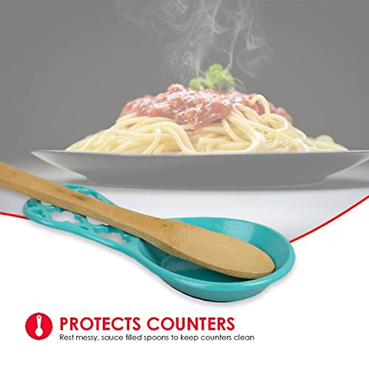 Home Basics Lattice Collection Cast Iron Spoon Rest (Turquoise)