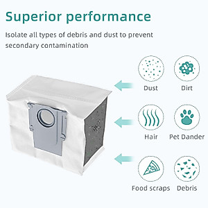 6 Pcs Replacement Dust Bags Refill Kit Compatible with Roborock Q5 Max+ / S8+ / S8 Pro Ultra / S7 MaxV Ultra / S7 Max Ultra / Q7+ / Q7 Max+ / Q8 Max+ / Q5 Pro+ / Q5+ Robotic Vacuums 3L Large Capacity