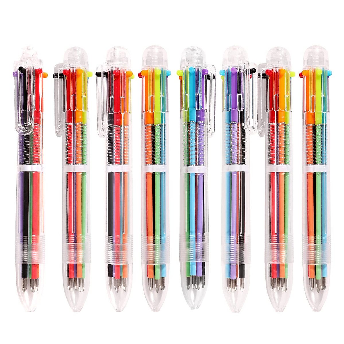DAIKOYE 24 PCS 0.5mm 6-in-1 Multicolor Ballpoint Pen 6 Colors Transparent Barrel Ballpoint Pen for Office School Supplies Students Children Gift